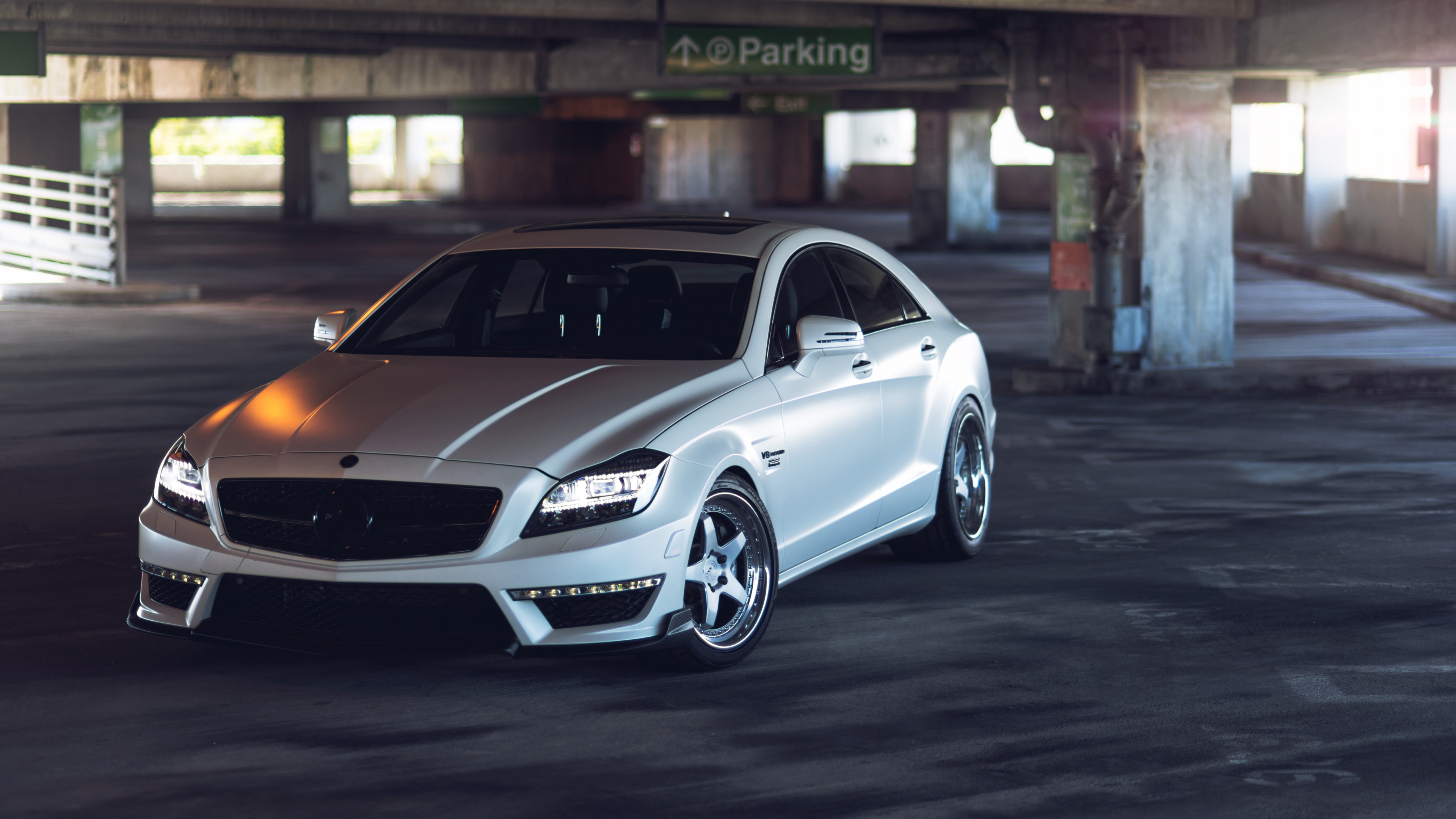 Wallpaper White Mercedes Benz Coupe Parked on Parking Lot During ...