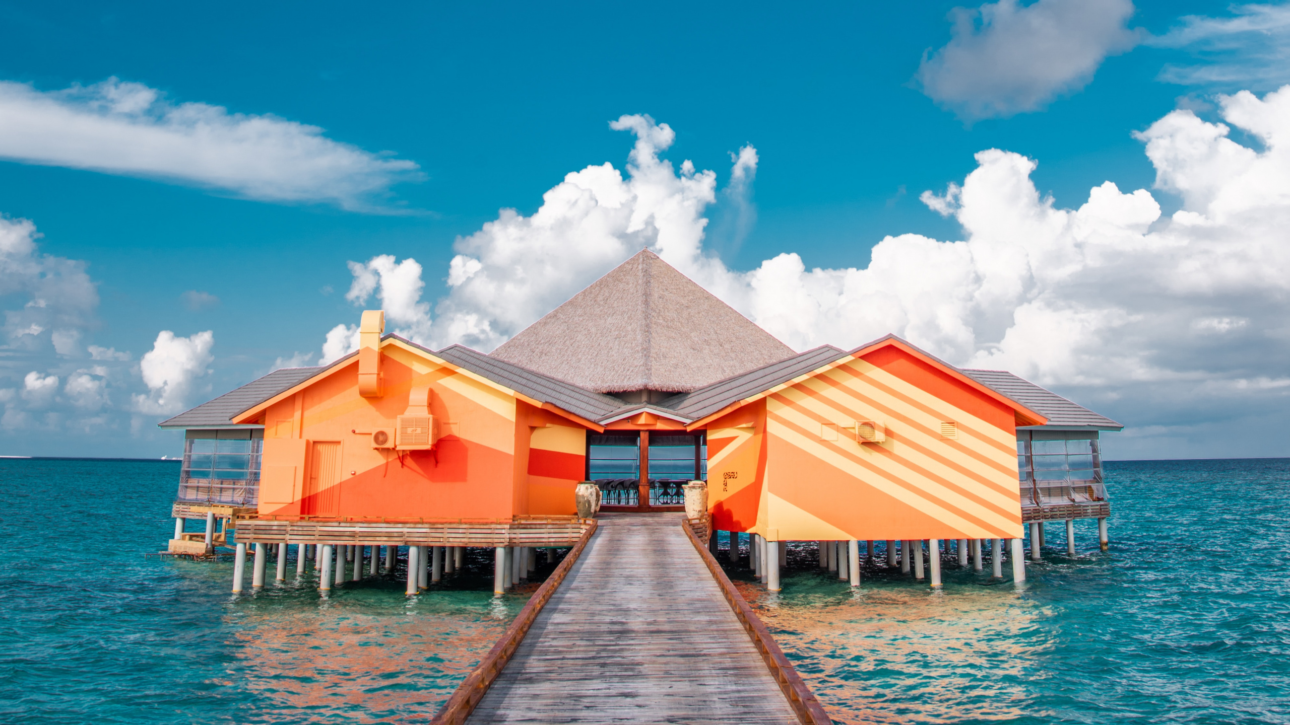Wallpaper Sea, Building, Blue, Ocean, Turquoise, WQHD, QHD, 16:9 ...