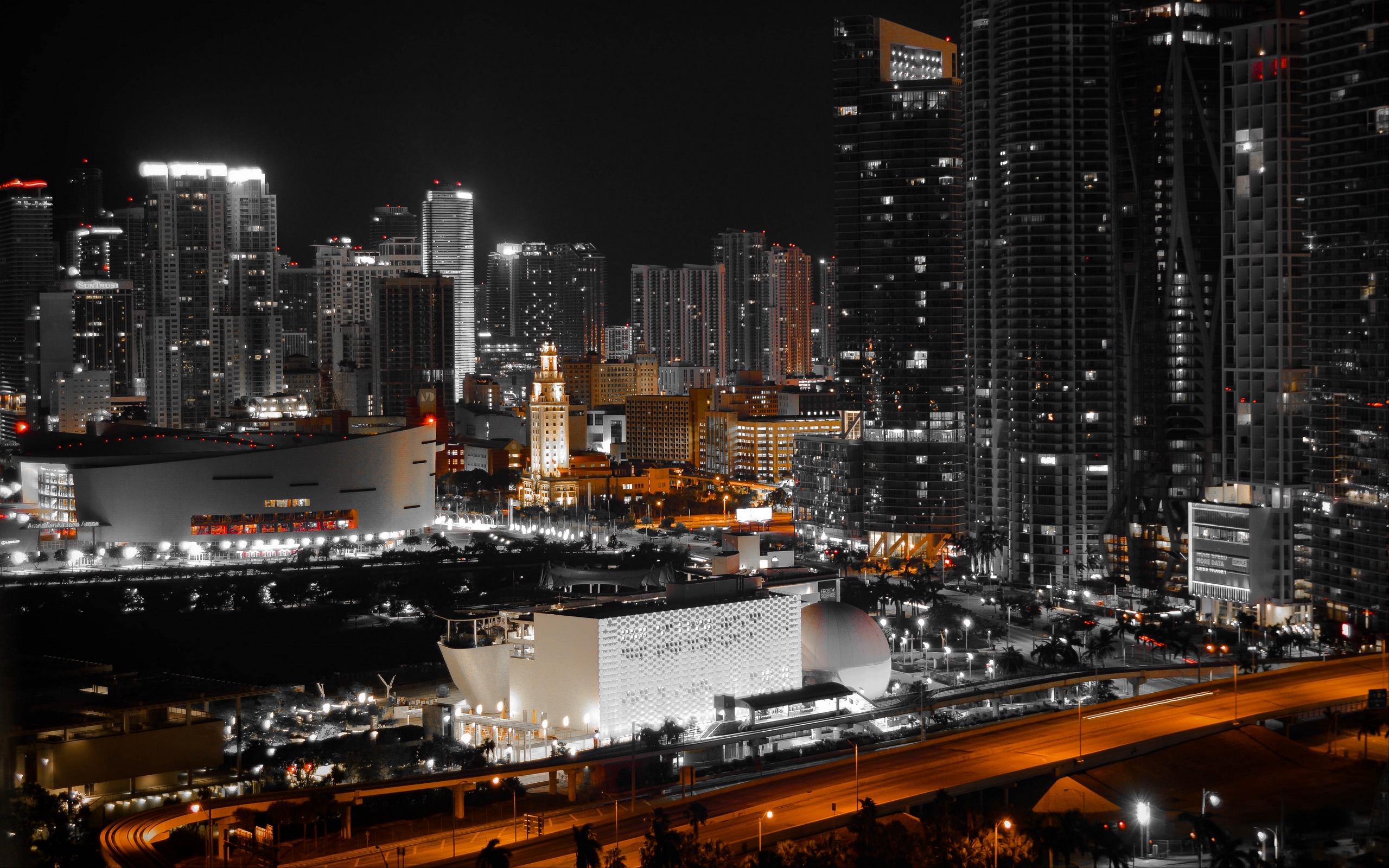 Wallpaper City With High Rise Buildings During Night Time, Background ...