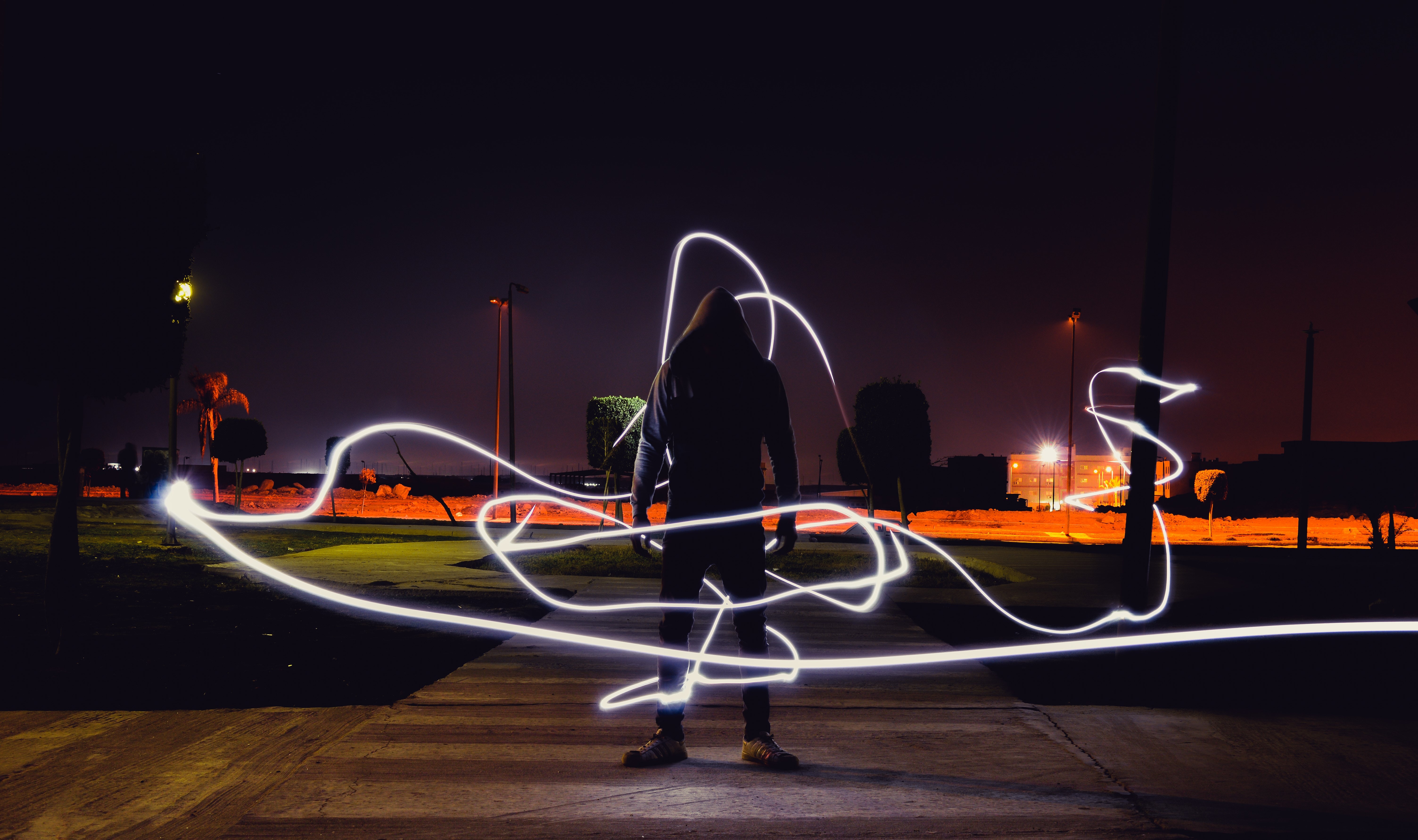 Wallpaper Man in Black Jacket and Pants Standing on Road During Night ...