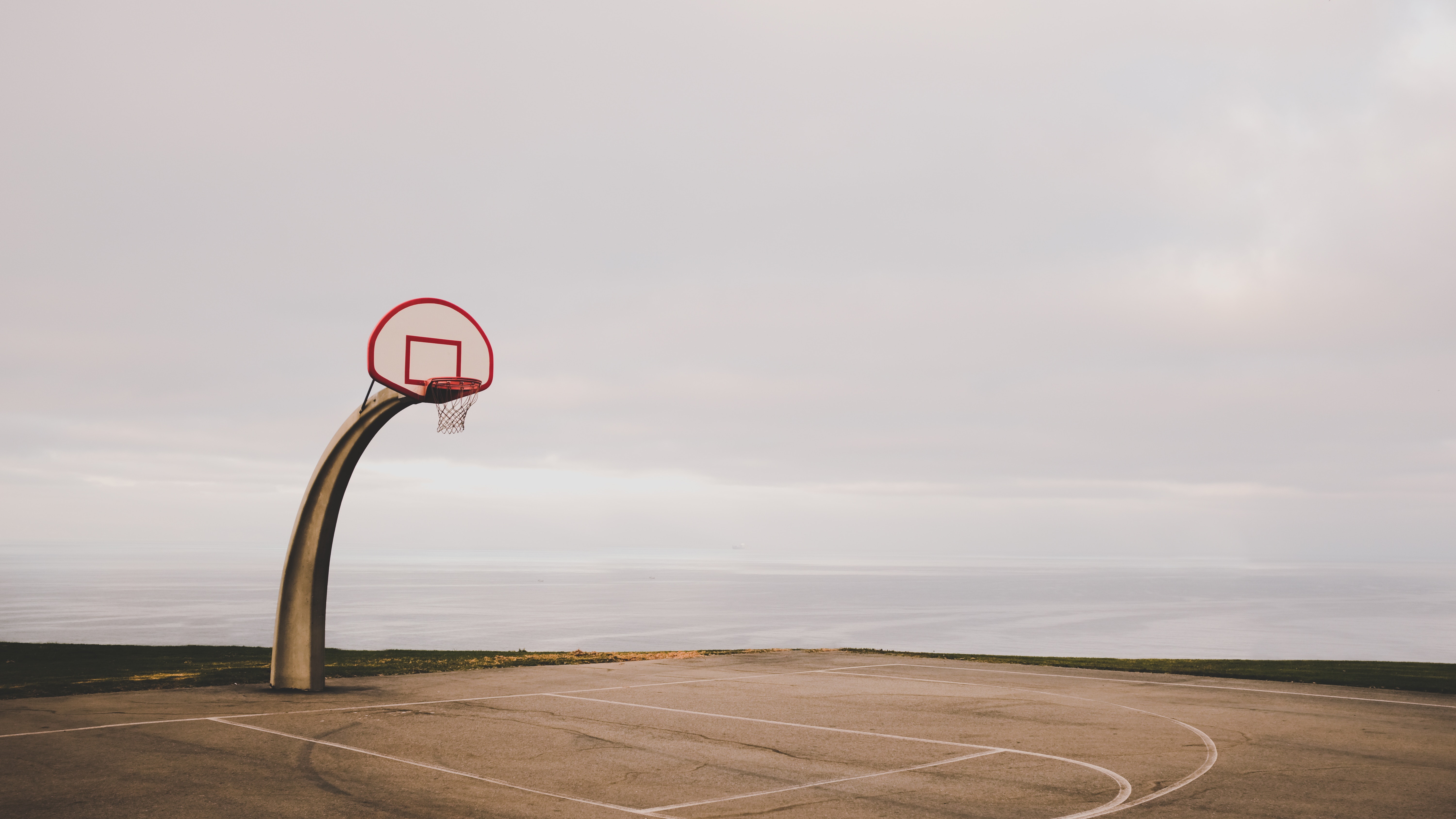 Wallpaper Basketball Hoop on Brown Sand Under White Sky During Daytime ...