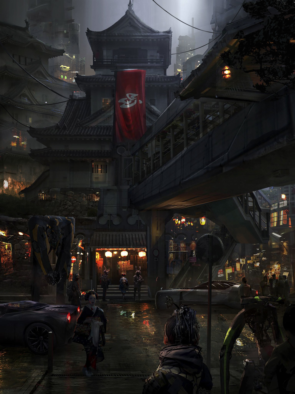 Wallpaper Neo Edo, Art, Digital Art, Cyberpunk, Painting, Background ...