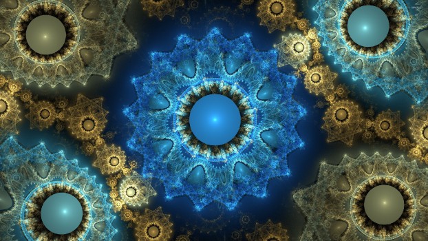 Wallpaper Blue and White Round Decor, Background - Download Free Image