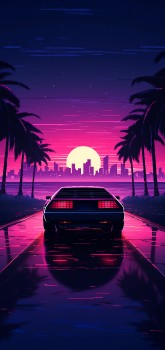 Synthwave, 性质, 车灯, 建筑 高清壁纸，花卉 图片，桌面背景和图片